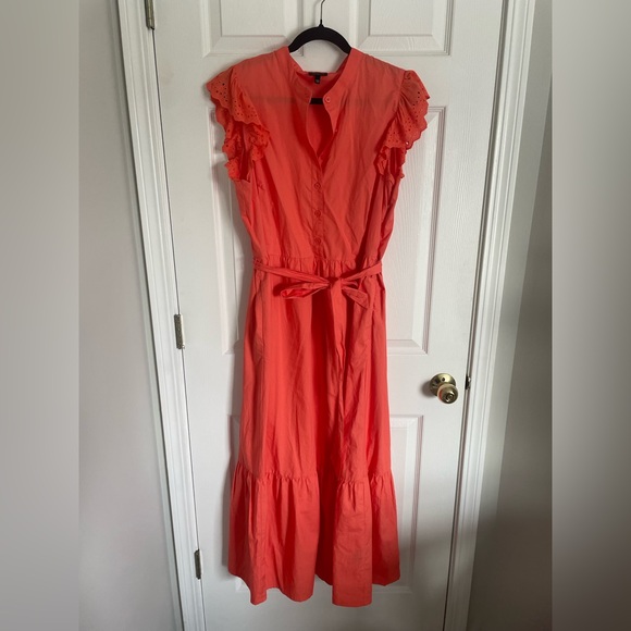 Who What Wear | Dresses | Who What Wear Coral Partial Buttonup Maxi ...